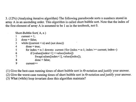 Solved 3 12 Analyzing Iterative Algorithm The