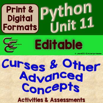 Curses And Other Advanced Python Concepts Editable Unit By Computer Corner