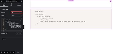 Syntax Highlighter Settings Overview The Plus Addons For Elementor