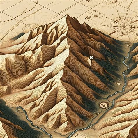 Stylized Topographic Map With Natural Earth Tone Colors And Textured