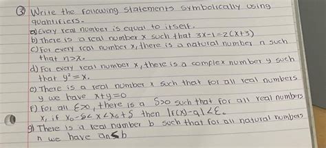 Solved 3 Write The Following Statements Symbolically Using