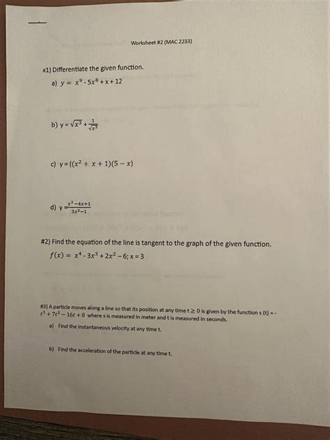Solved Differentiate The Given Function A Chegg