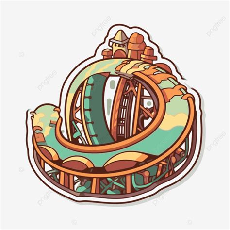 롤러 코스터 클립 아트에 대한 만화 일러스트 디자인 스티커 벡터 고립 된 만화 롤러 코스터와 스티커 디자인 상표 만화 일러스트 Png 일러스트 및 벡터 에 대한 무료