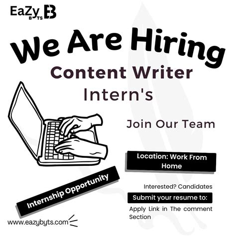 Join Our Team We Are Hiring Content Writer Interns At Eazybyts