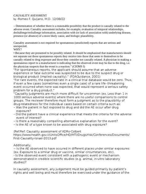Causality Assessment Pdf Adverse Effect Causality