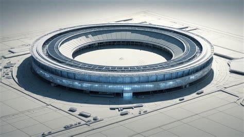 3d Wireframe Render Of A Convention Center Architectur Ai Generated Stock Illustration