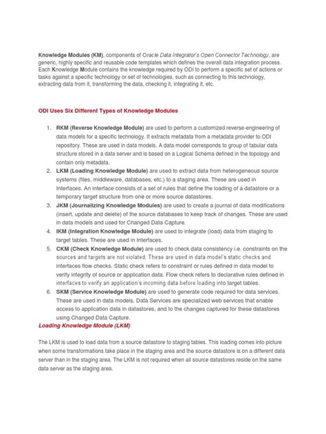 Odi Uses Six Different Types Of Knowledge Modules Pdf Oracle Database Microsoft Sql Server