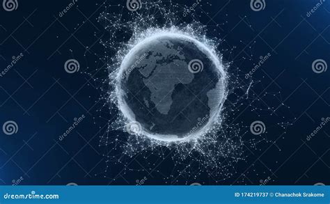 Digital Data Globe Earth Connect Digital Clouds Earth Rotating