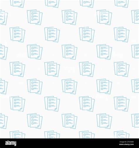 Blue Checklist Or Task List Vector Seamless Pattern Or Background In Thin Line Style Stock
