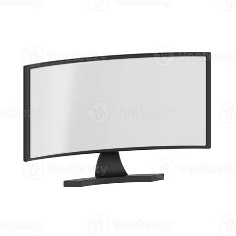 3d Curved Monitor Design With Black Stand 60512967 Png