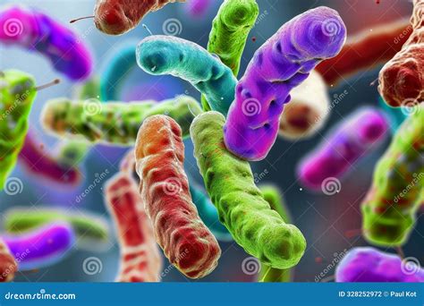 Colorful Gut Microbiome Culture Bacteria Pathogens Cells In Biology