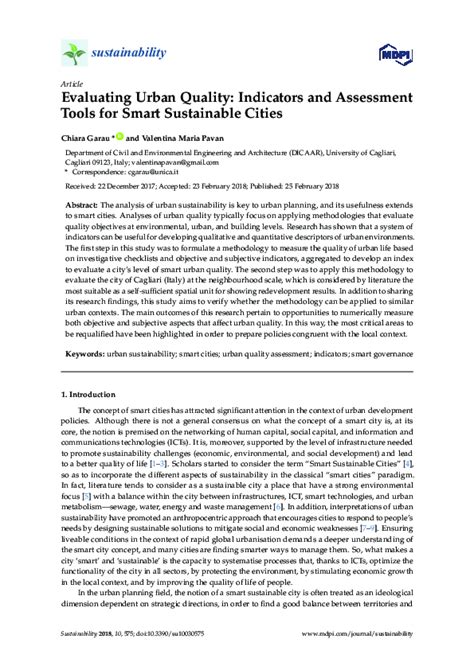 Pdf Evaluating Urban Quality Indicators And Assessment Tools For