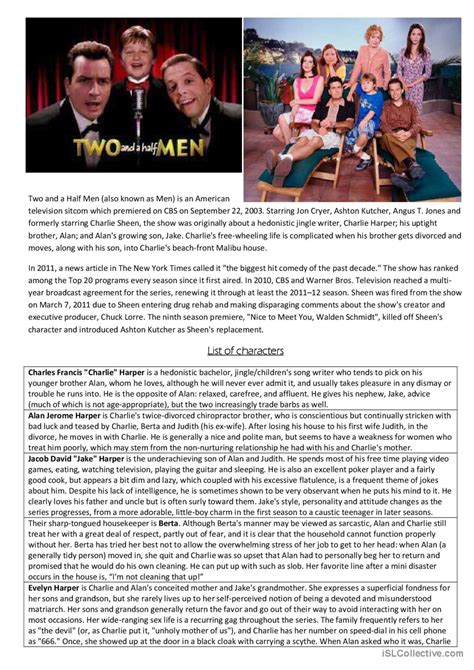 Two And A Half Menseason 8episode English Esl Worksheets Pdf And Doc