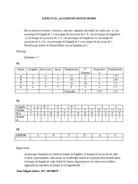 Ejercicio Algoritmo Round Robin Pdf Matemáticas Aplicadas