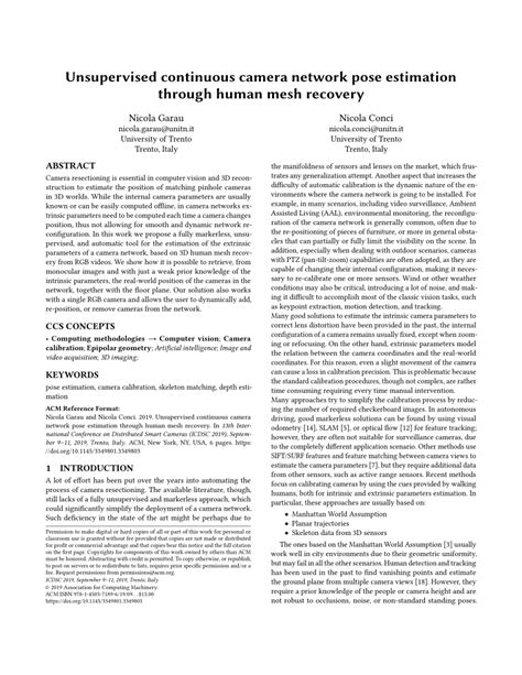Pdf Unsupervised Continuous Camera Network Pose Estimation Through Human Mesh Recovery