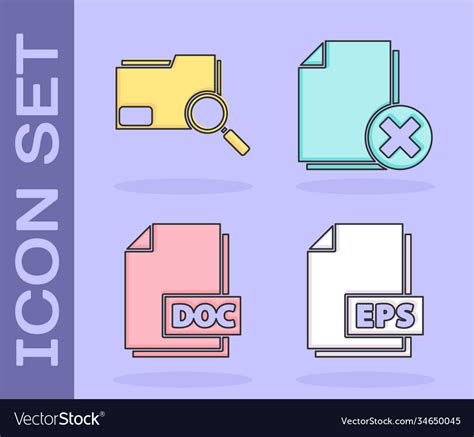 Set Eps File Document Search Concept With Folder Vector Image