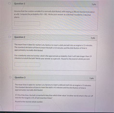 Solved Question 1 1 Pts Assume That The Random Variable X Is