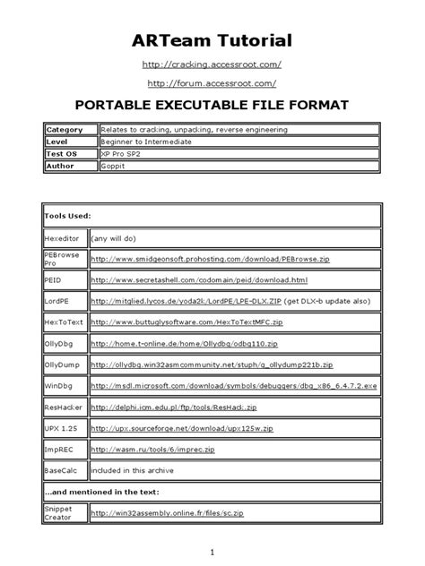 Dokumen Tips Pe File Format Compendium 11 By Goppit Arteam Pdf