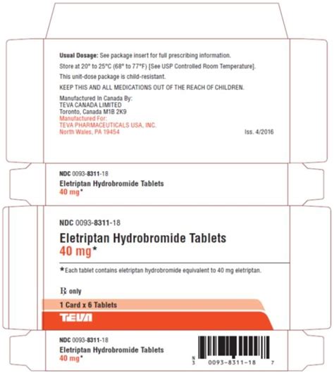Eletriptan Hydrobromide 40mg Rx Products