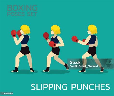 미끄러짐 펀치 만화 복싱 포즈 세트 여자 만화 벡터 일러스트 권투 스포츠에 대한 스톡 벡터 아트 및 기타 이미지 권투 스포츠
