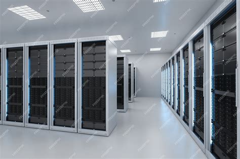 premium photo 3d rendering server room or data center