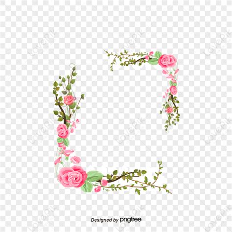 핑크 장미 꽃 일러스트꽃 프레임분홍hd 꽃 Png 일러스트 무료 다운로드 Lovepik