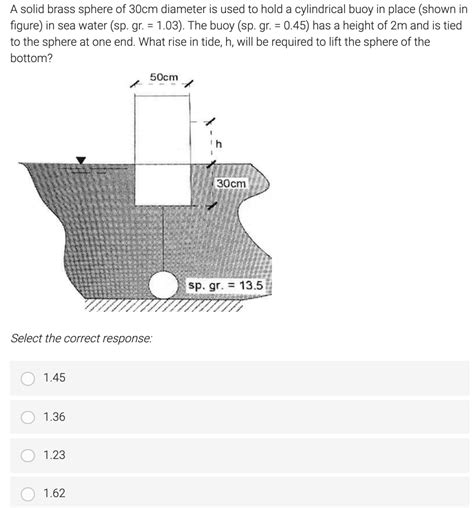 Solved A Solid Brass Sphere Of 300m Diameter Is Used To Hold A Cylindrical Course Hero