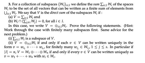 For A Collection Of Subspaces Wi II We Define Chegg