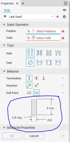 Hole Dialog Values Look Grayed Out Autodesk Community
