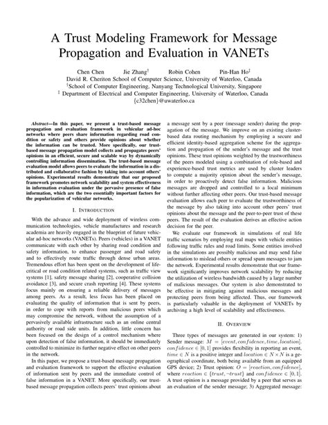 Pdf A Trust Modeling Framework For Message Propagation And Evaluation