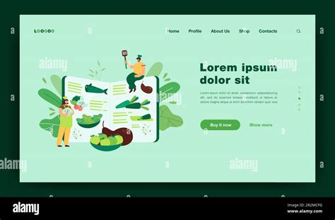 Tiny Chefs Cooking Healthy Food According To Recipe Book Stock Vector Image And Art Alamy