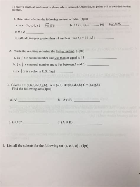 solved determine whether the following are true or false a