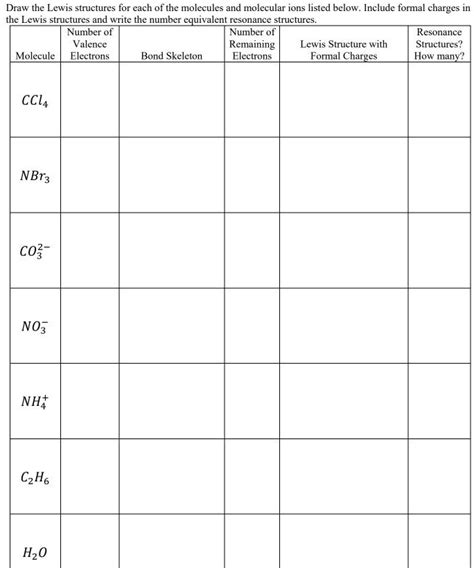 Solved Draw The Lewis Structures For Each Of The Molecules And Molecular Ions Listed Below