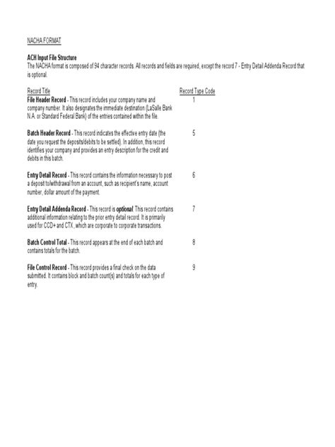 Nacha Format Pdf Debits And Credits Financial Transaction