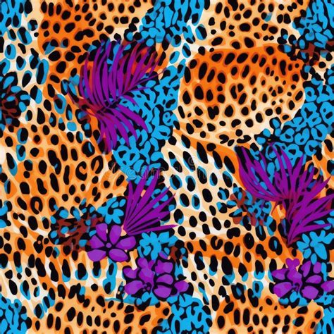 Floral Botanical Leopard Spots Seamless Pattern Background Bright Abstract Modern Leopard Tile Floral Botanical Leopard Spots Seamless Pattern Background Bright Abstract Modern Leopard Tile
