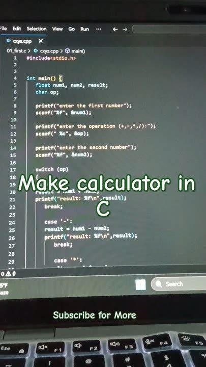 make calculator in C language #shorts #clanguage #calculator - YouTube