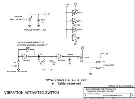 Piezoelectric Vibration Sensor Activates Switch Basiccircuit