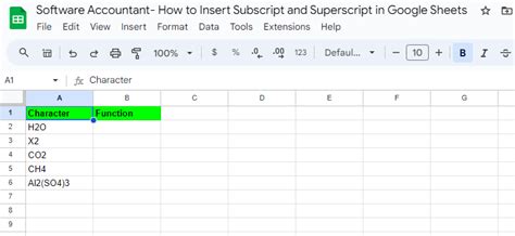 How To Insert Subscript And Superscript In Google Sheets