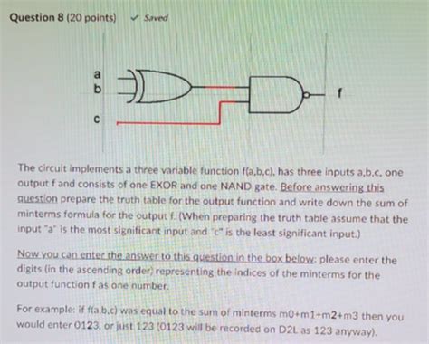 Solved The Circuit Implements A Three Variable Function