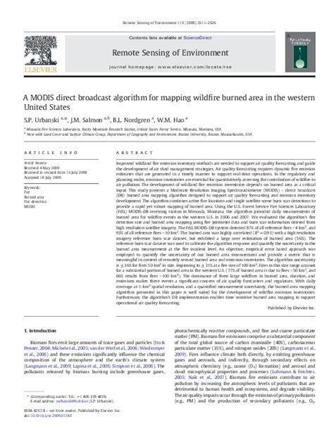 pdf modis algorithm for mapping wildfire areas