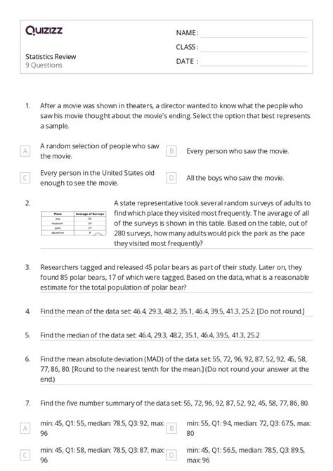 50 Statistics Worksheets For 7th Grade On Quizizz Free Printable