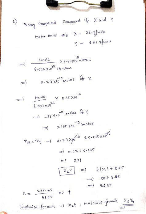 Solved 1 Consider A Binary Molecular Compound Composed Of