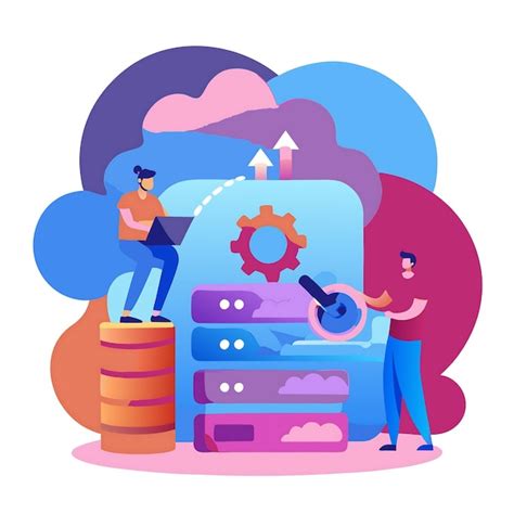 Data Analysis And Cloud Computing Concept With Servers And Users Premium AI Generated Vector