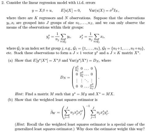 Consider The Linear Regression Model With Iid Errors Yx8 U Elujx 0