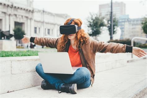 Premium Photo Woman Using 3d Viewer