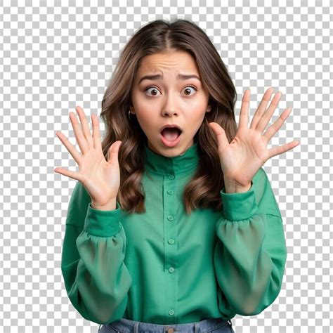 A Girl With Her Mouth Open And A Picture Of A Surprised Look On Her Face Premium Ai Generated Psd
