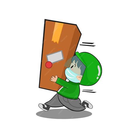 Premium Vector Online Motorcycle Taxi Chibi Characters Running Carrying Packages