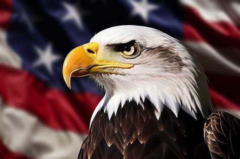 Premium Photo Bald Eagle With A Field Of Daisies In The Foreground