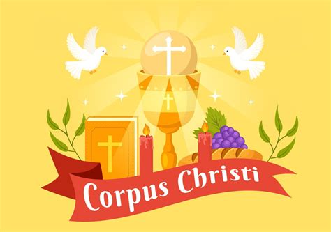 Corpus Christi Católico Religioso Feriado Vetor Ilustração Com Festa