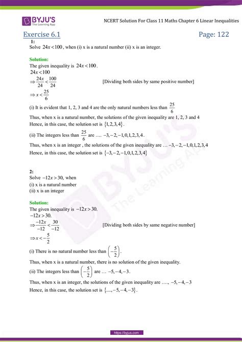 NCERT Solutions For Class Maths Exercise Chapter Linear Inequalities